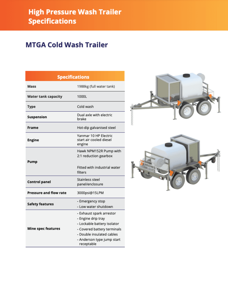 High Pressure Wash Trailers - Mining Wash Trailers :MTGA
