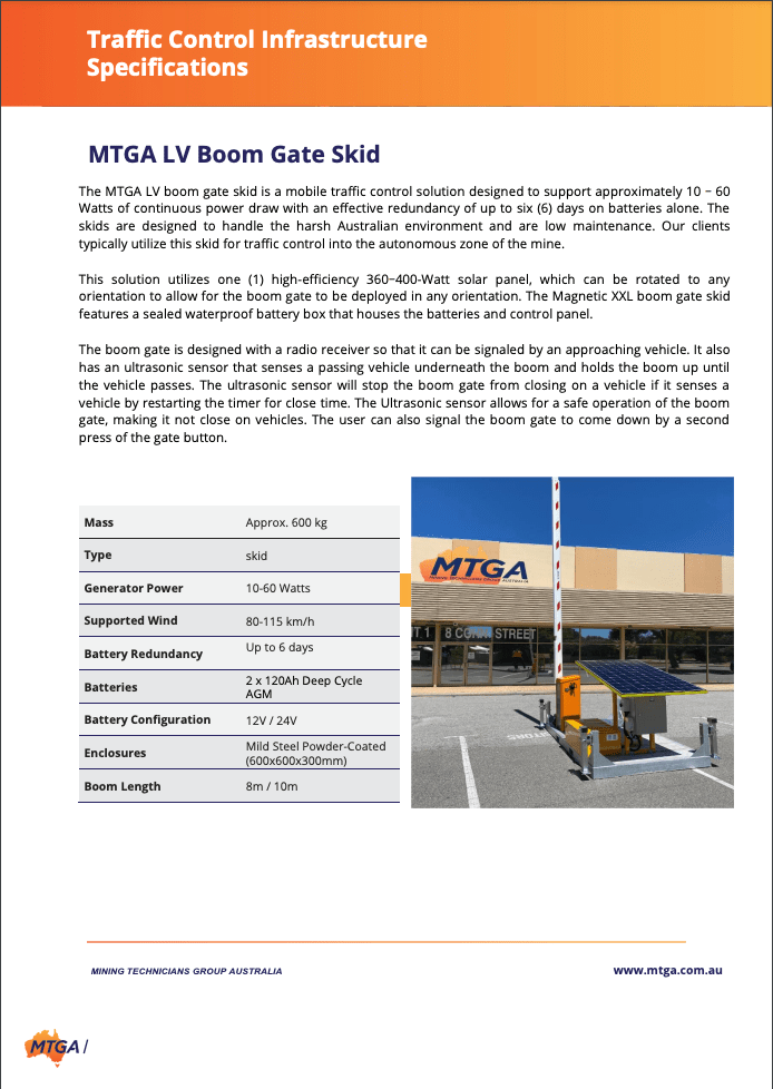LV Boom Gate Skid - Access Control Trailer : MTGA